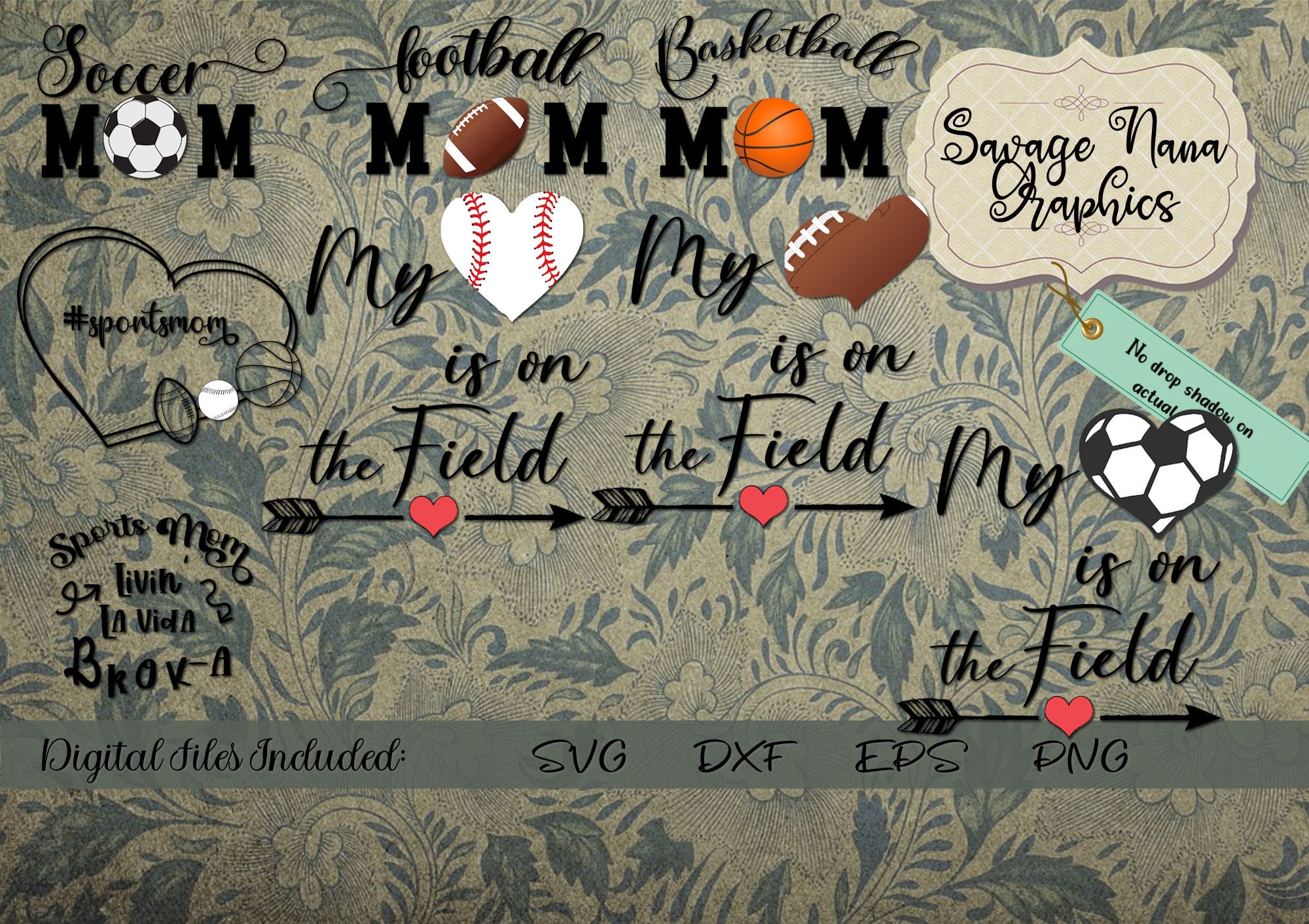 Sports Mom Cut File Bundle Svg Eps Dxf Png Commercial Use Etsy