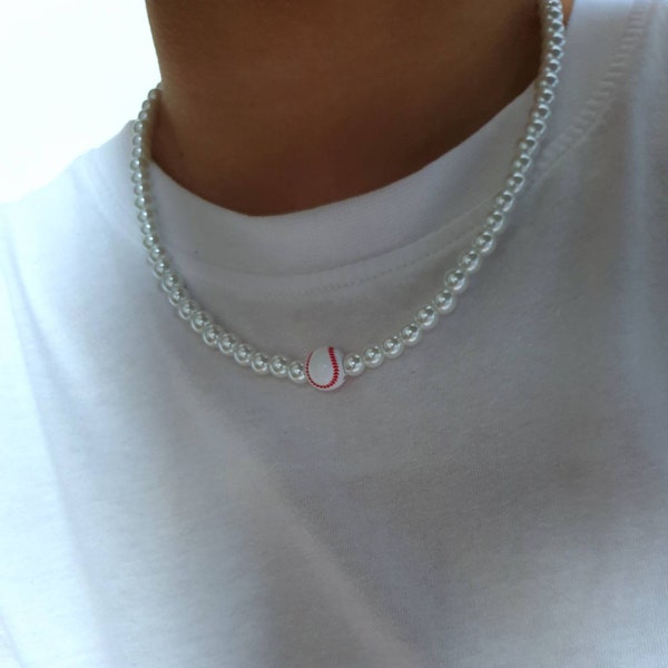Baseball Pearl Necklace - Etsy