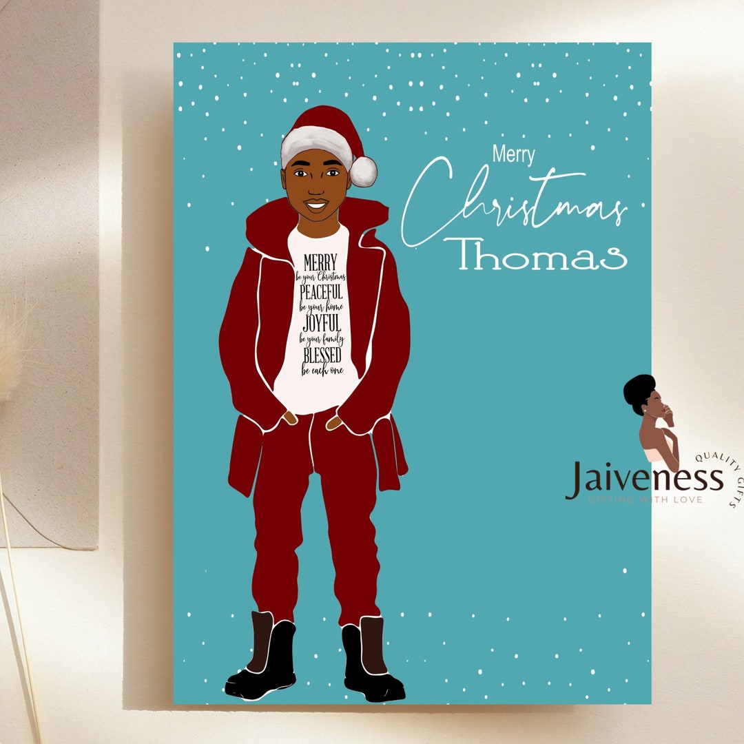 Black Boy Christmas Card Seasons Greetings Holiday Cards Diverse Black ...