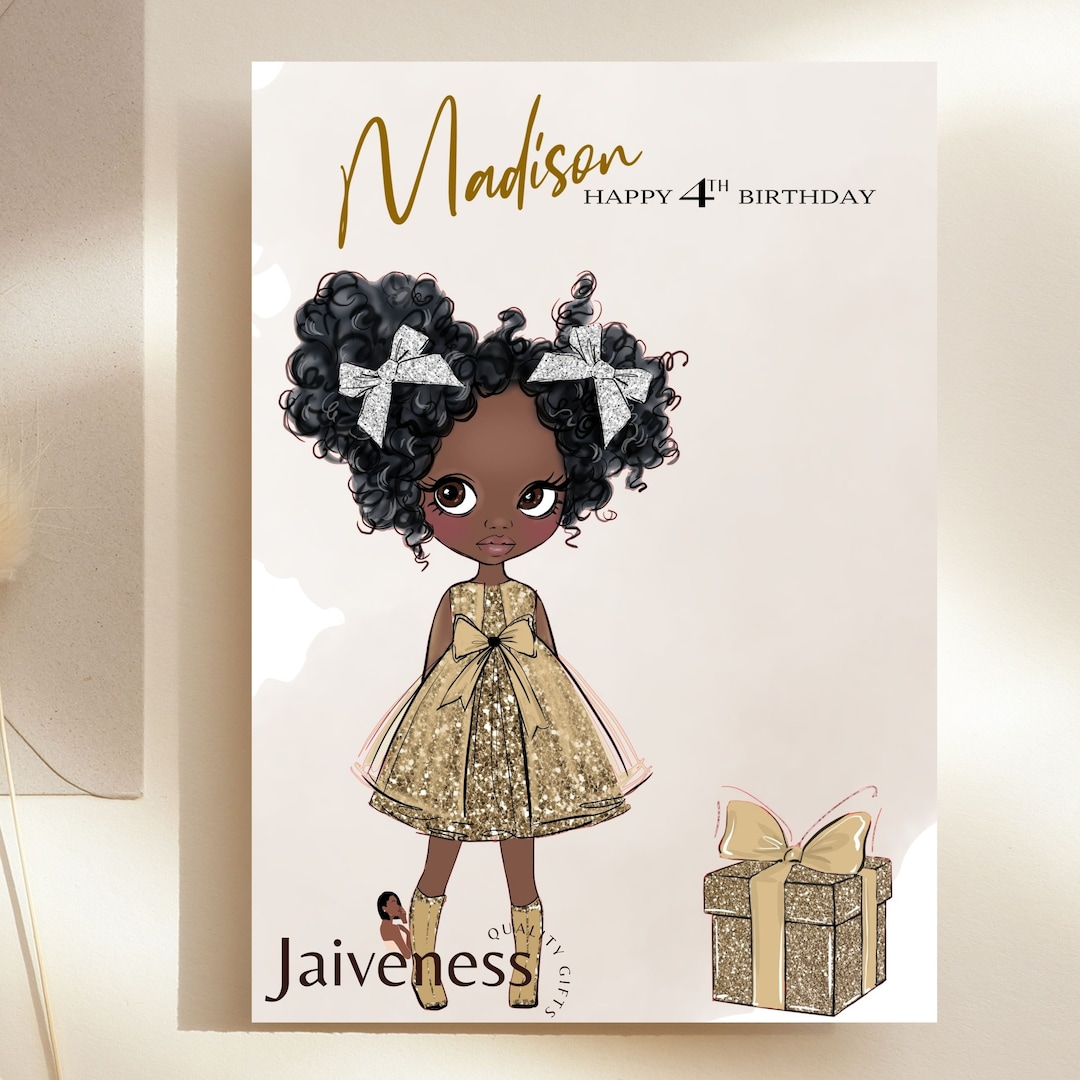 Little Black Girl Birthday Card, Black Girl Birthday Card, African ...