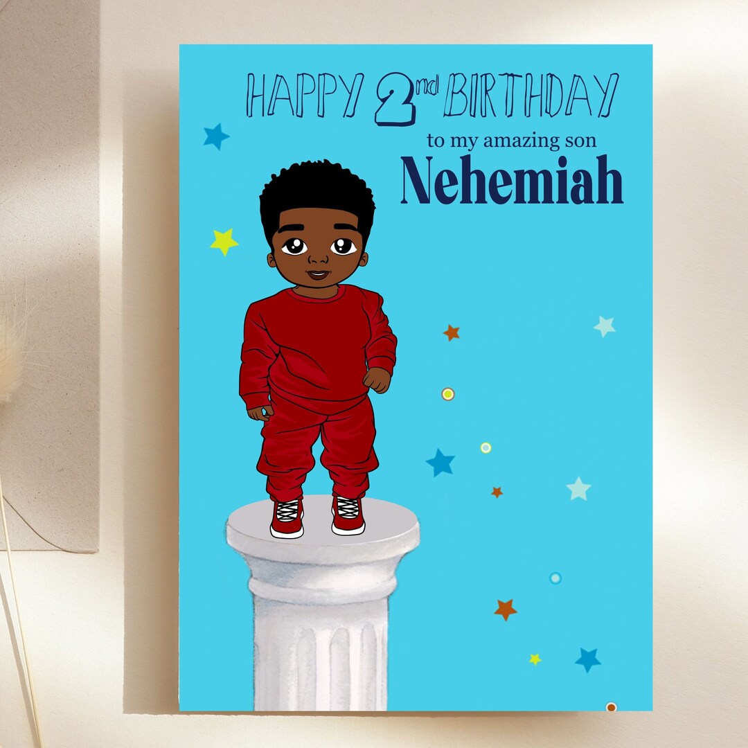 2nd Birthday Card, Black Second Birthday Card, Personalised Boy Card ...