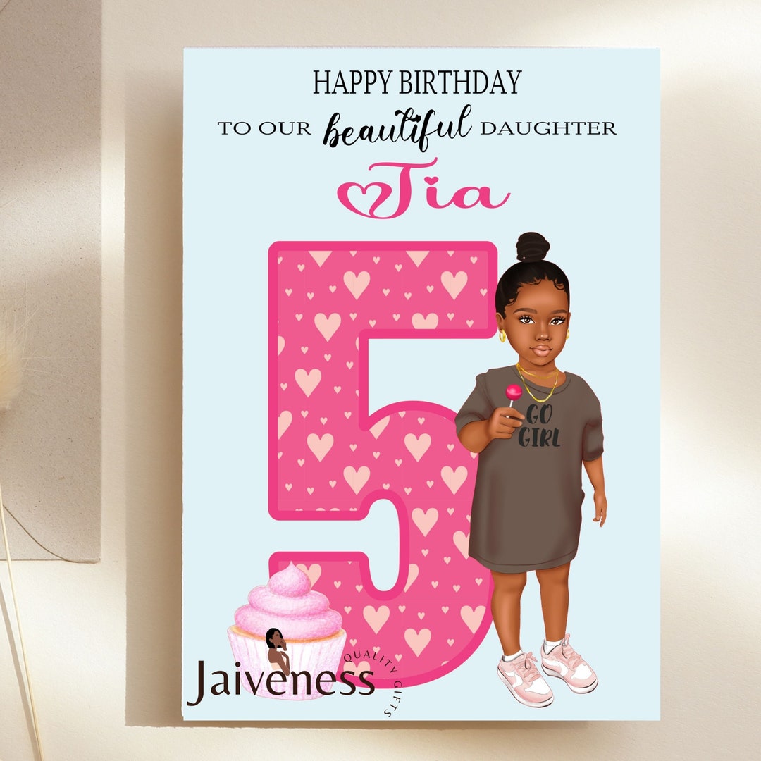Black Girl Birthday Card, African American Happy Birthday Card for Her ...