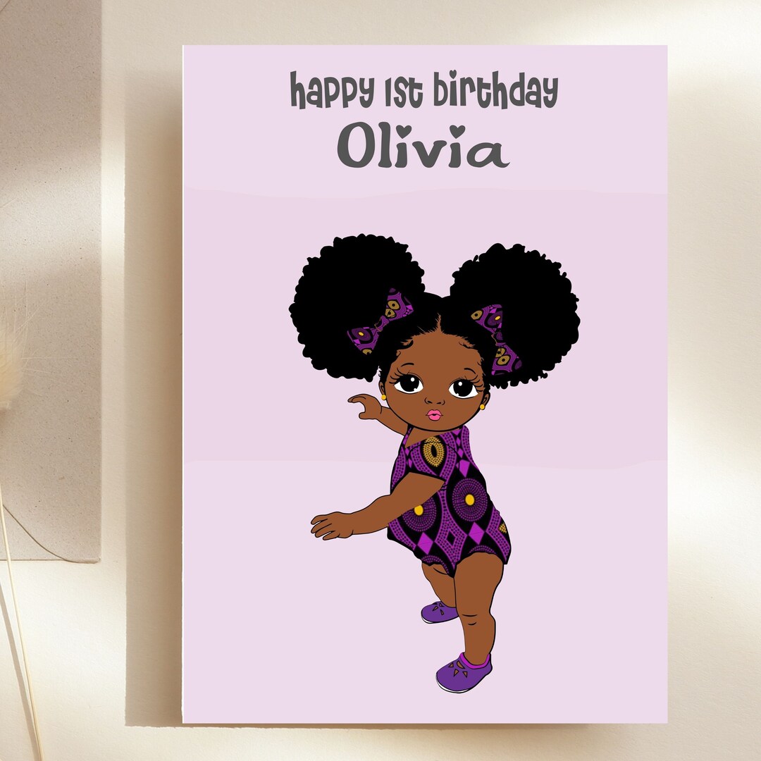 First Birthday Card, Black Baby Card, Black Toddler Card, African Baby ...