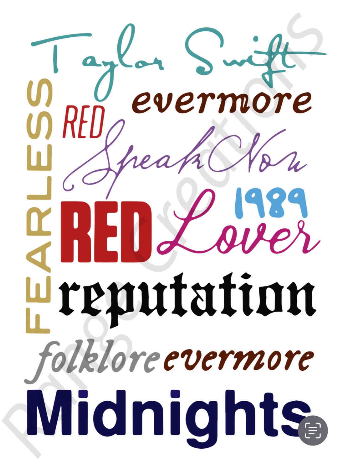 Taylor Albums Logo 1 Coloured & 1 Black PNG SVG - Etsy