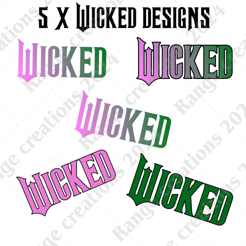 5 X Wicked Designs PNG Digital Download Hoodie Tshirt Printing ...