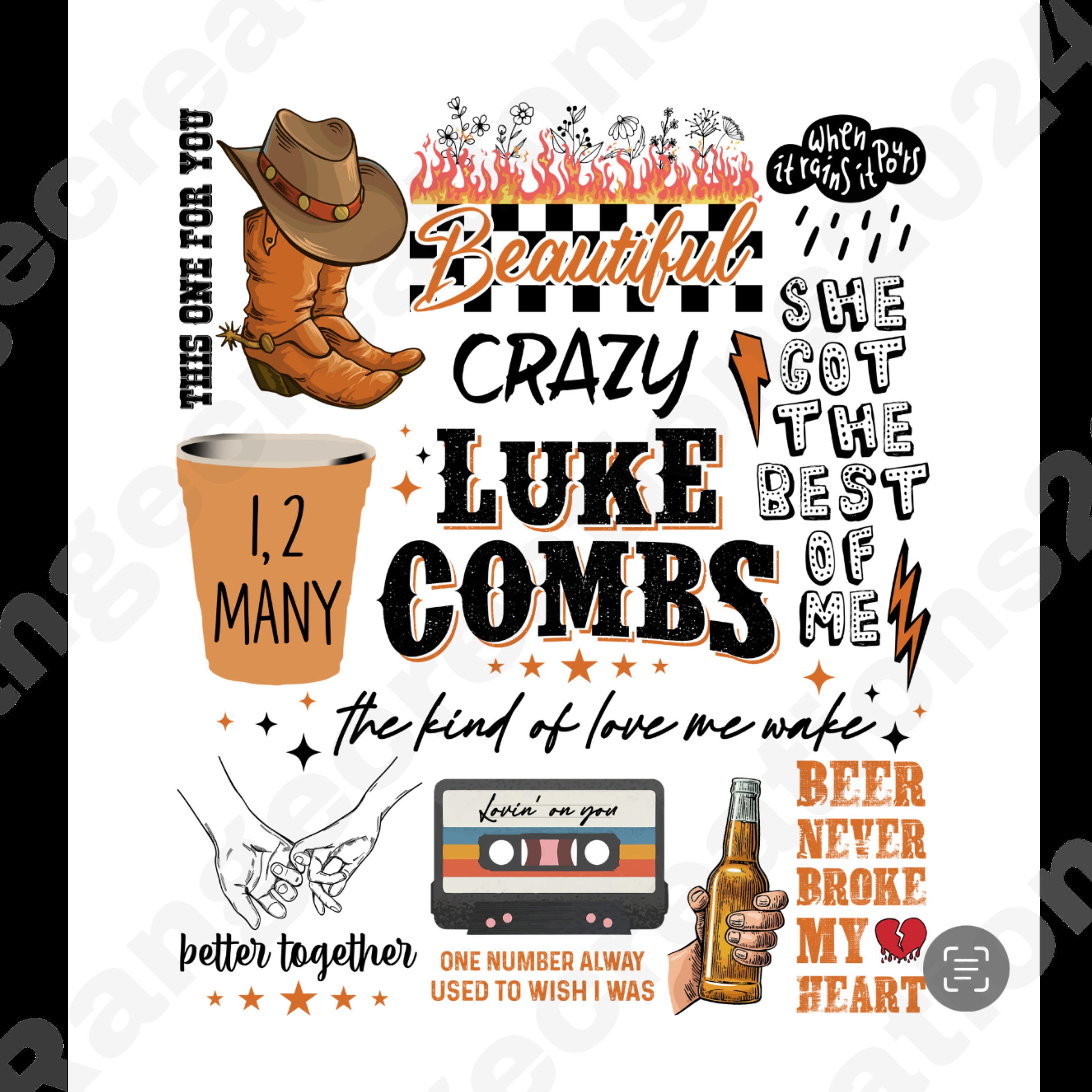 Luke Combs Designs Logos PNG Full Colour Great for Hoody or Tshirt ...