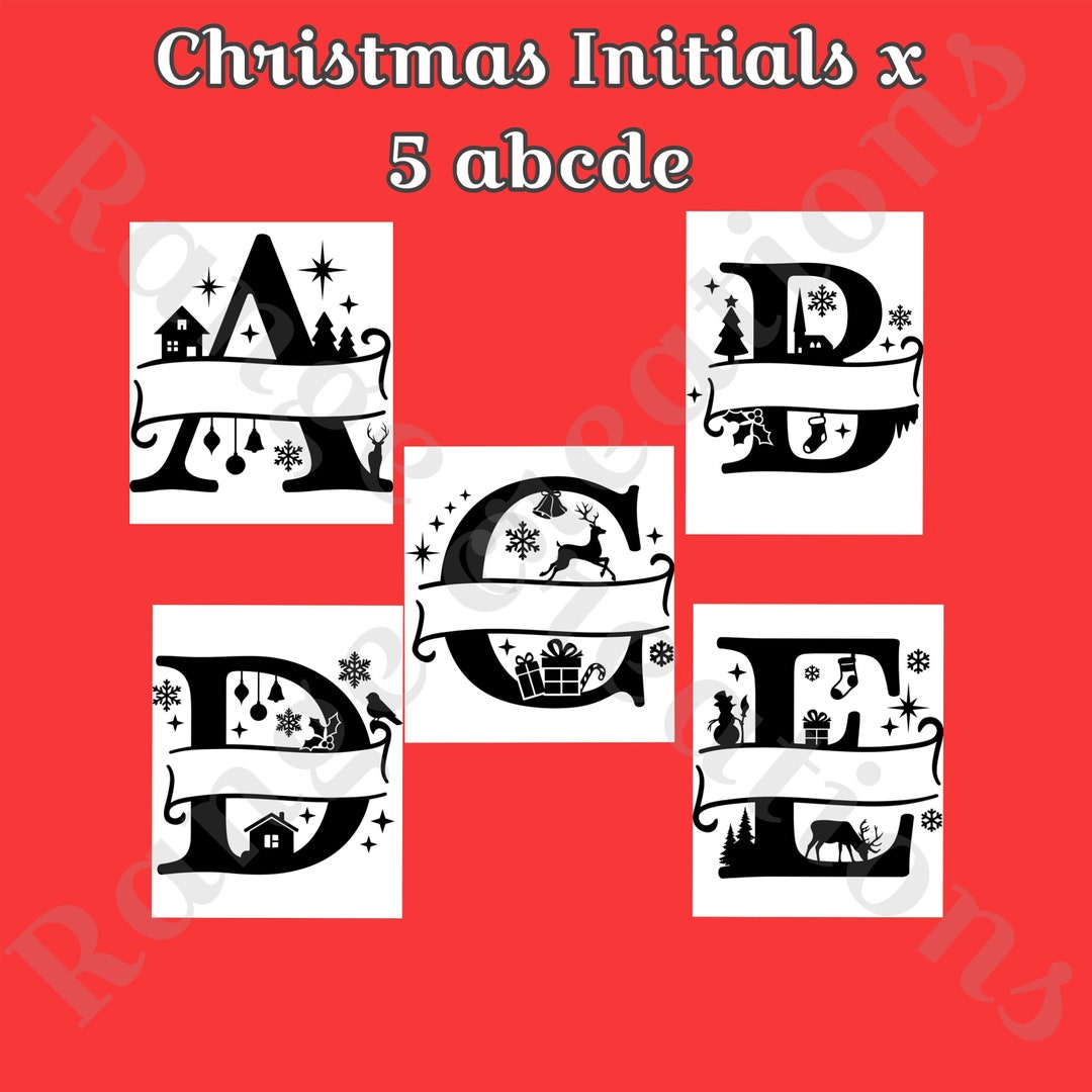 Christmas Initials ABCDE Cricut PNG Kids Tshirt Hoodie Printing Digital ...