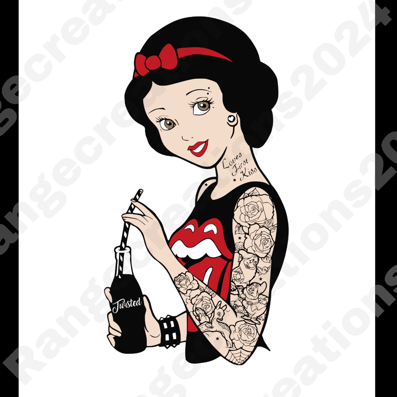 5 X Princess Tattoo Design PNG Logos Tshirt Hoodie Sublimation - Etsy