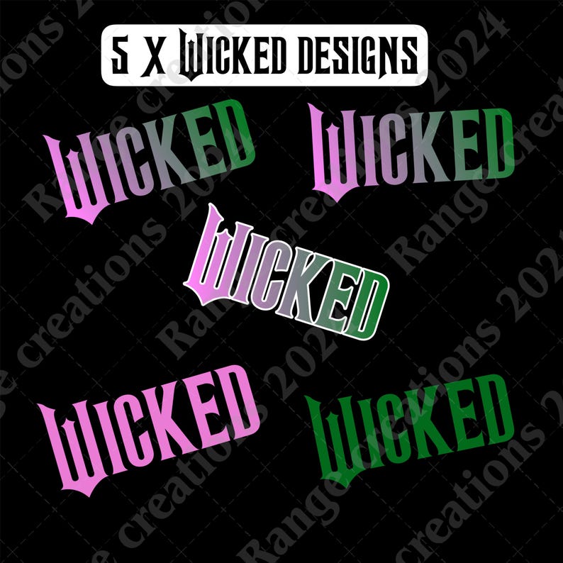 5 X Wicked Designs PNG Digital Download Hoodie Tshirt Printing ...