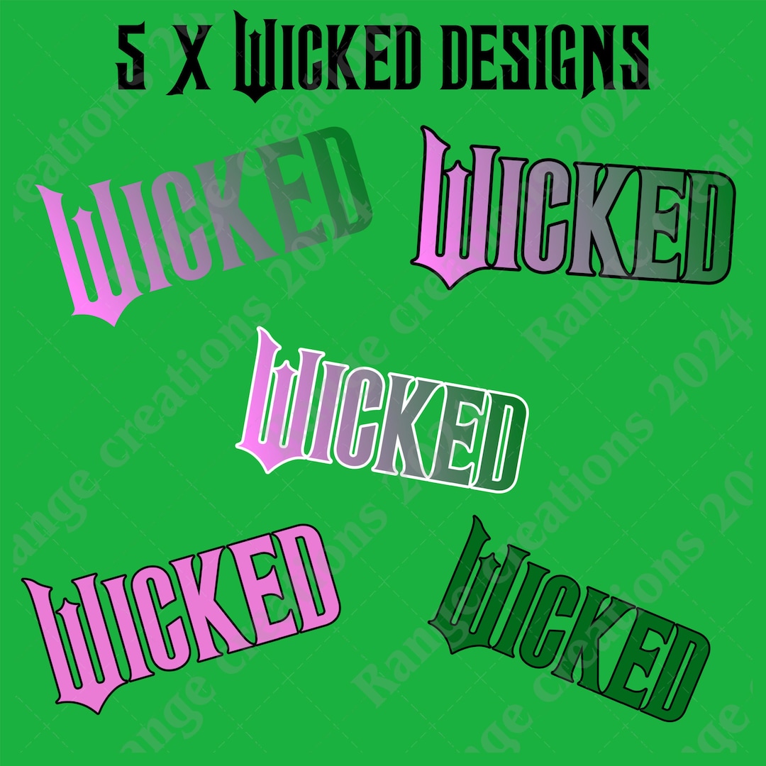 5 X Wicked Designs PNG Digital Download Hoodie Tshirt Printing ...