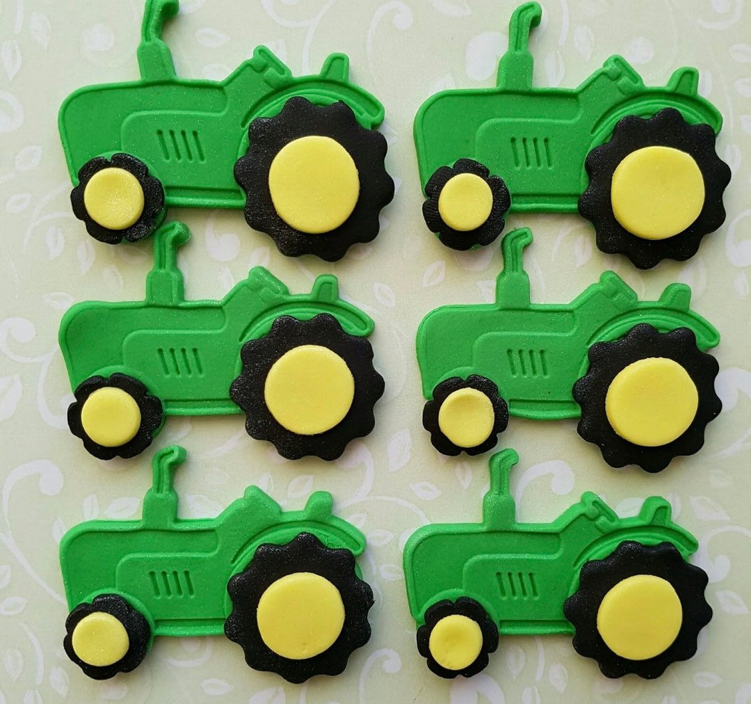 6 Tractors,farmyard Edible Fondant Cupcake/cake Toppers Decorations ...