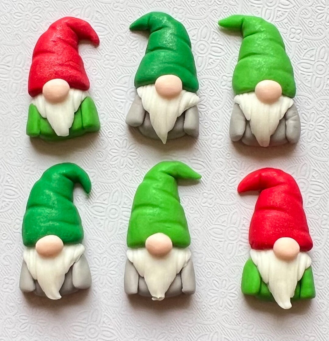 6 Edible Fondant Green GONK/GNOME Christmas Cupcake/cake - Etsy UK
