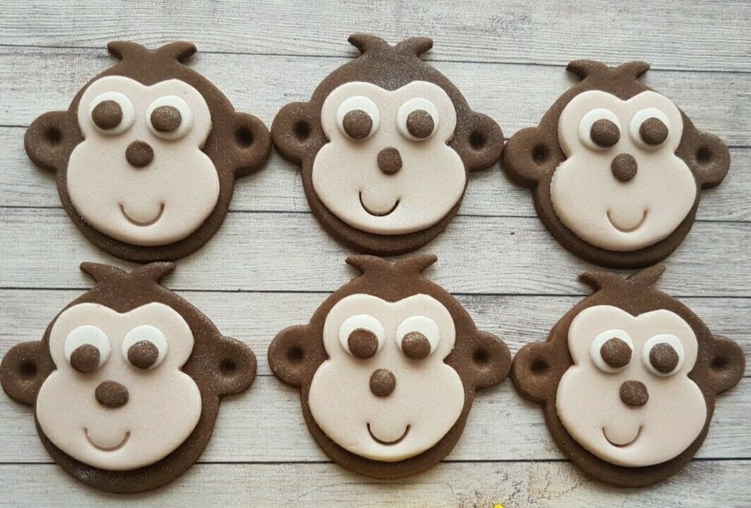 6 Monkeys Edible Cake/cupcake Toppers Birthday Jungle Baby Shower Party ...