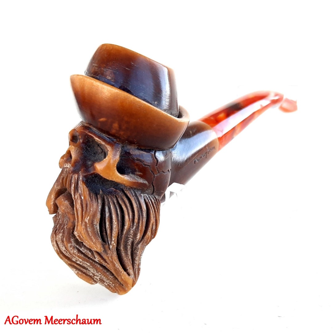 Bearded Skull Block Meerschaum Pipe, Smoking Pipe, Custom Made Pipe ...