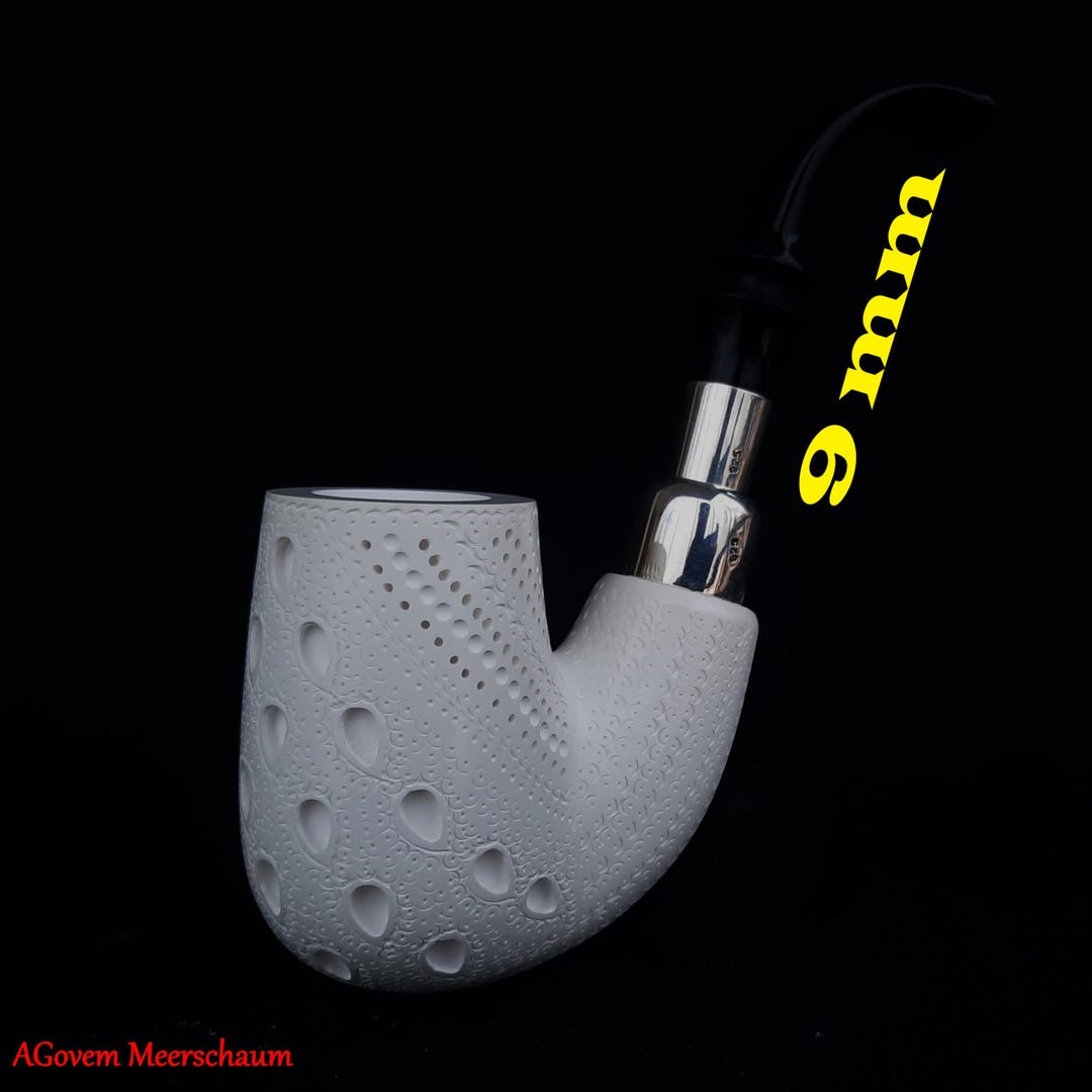 Agovem Spigot 9mm Billiard Block Meerschaum Smoking Pipe W Silver Ring ...
