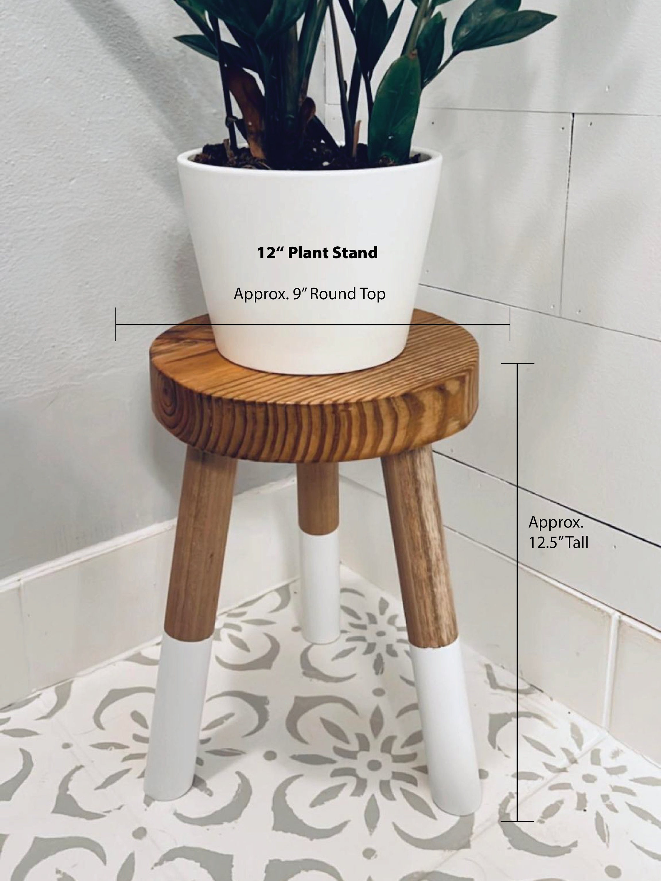 Handmade Wood Plant Stand: Rustic Farmhouse Decor, 9" Round Top - Etsy