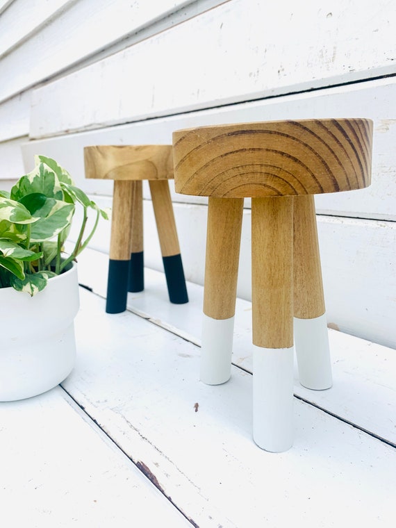 Kleiner Blumenstander aus Holz in Blockfarbe Mittelteil Stander Holzstander Sockel Dip Dyed Beine Etsy