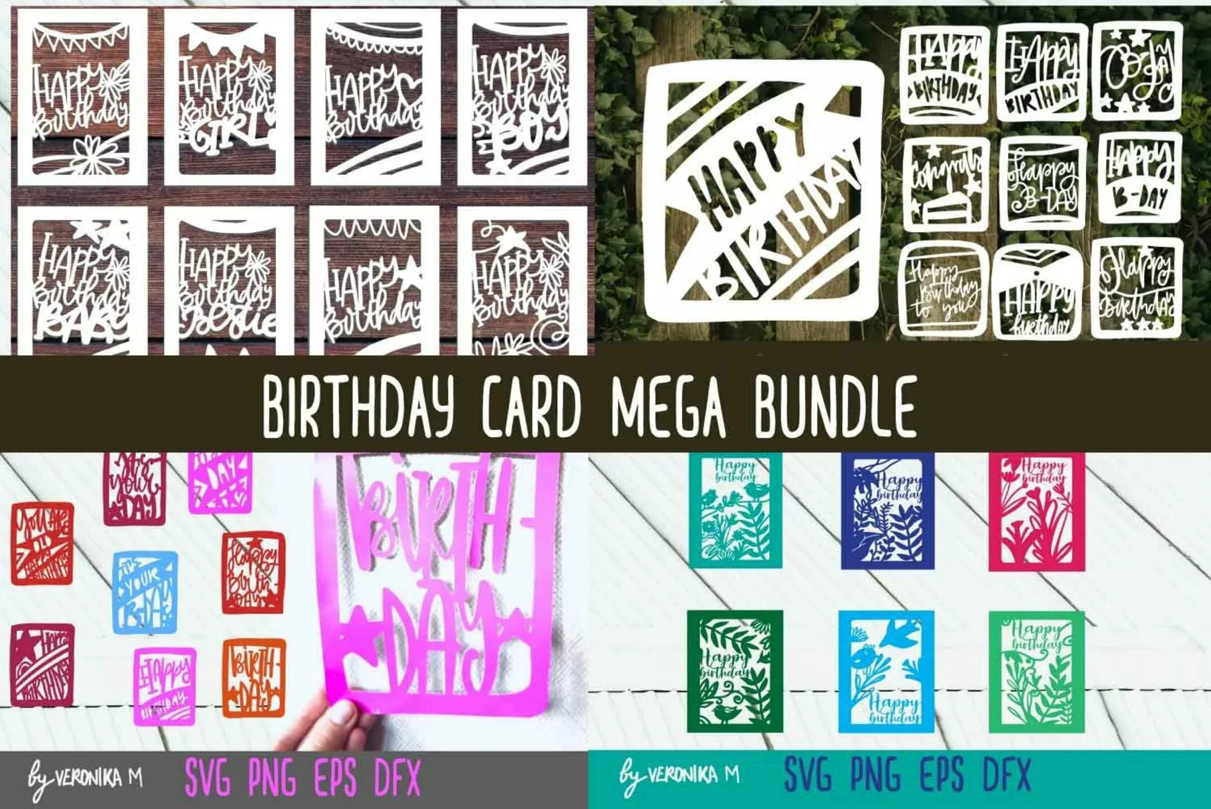 Birthday Card SVG. Happy Birthday MEGA Bundle. Paper Cut SVG - Etsy