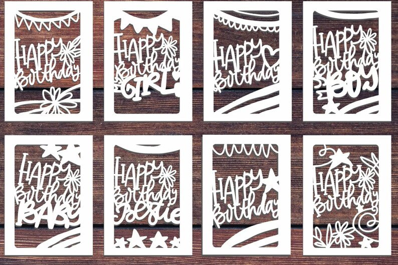 Birthday Card SVG. Happy Birthday MEGA Bundle. Paper Cut SVG - Etsy