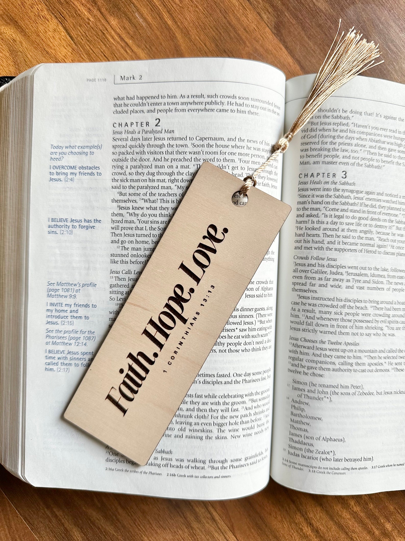 Engraved Wooden Bookmark With Tassel, Christian, Bible Verse, Faith ...