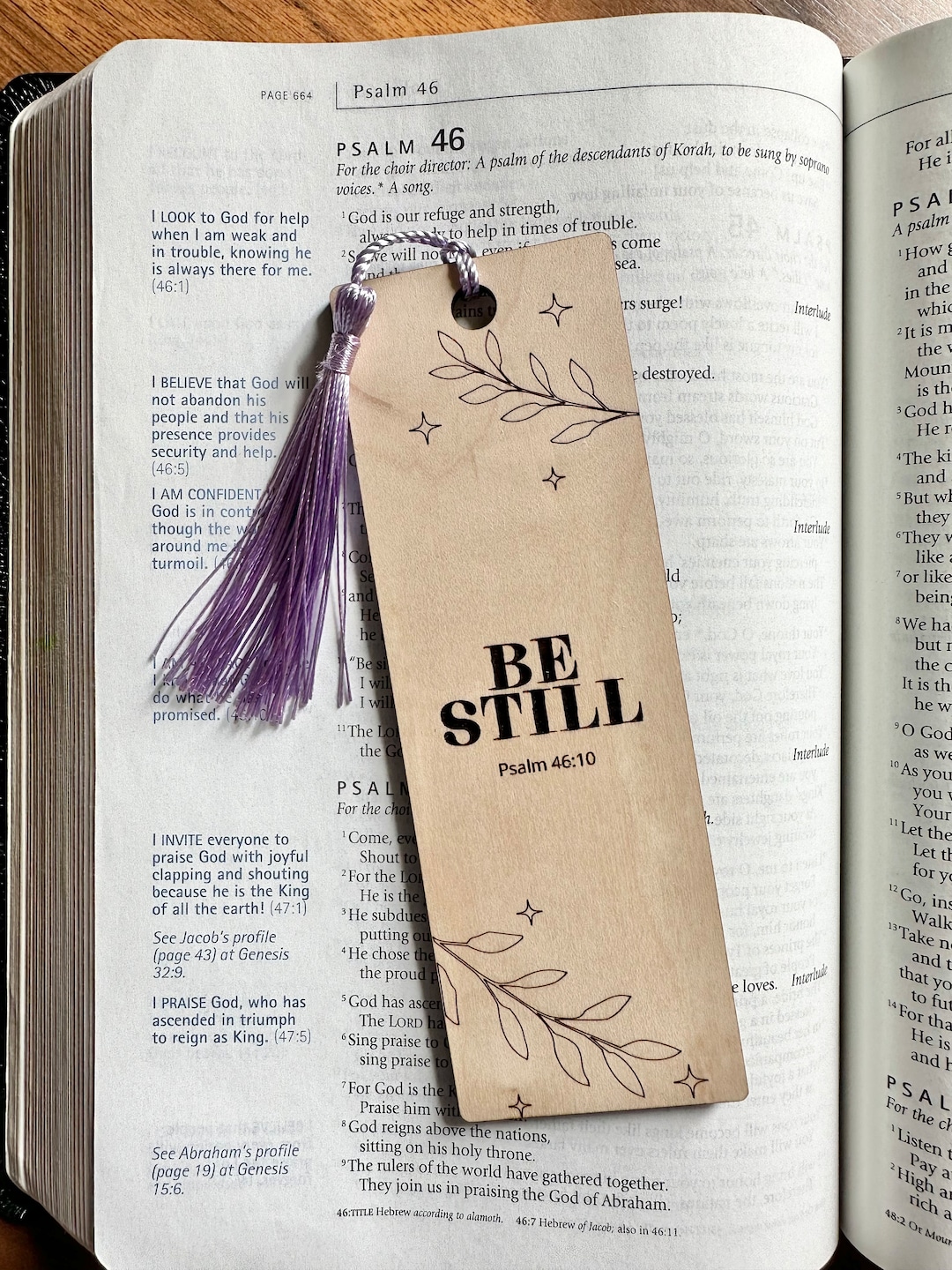 Engraved Wooden Bookmark With Tassel, Christian, Bible Verse, Be Still ...
