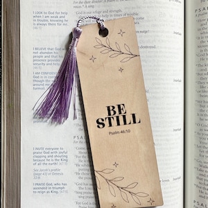 Engraved Wooden Bookmark With Tassel, Christian, Bible Verse, Be Still ...
