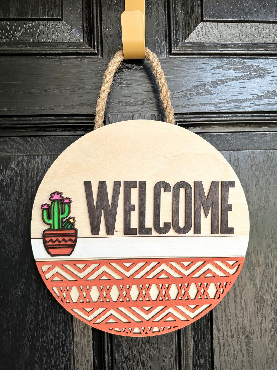 12 Inch Welcome Cactus Door Hanger, Boho, Western - Etsy