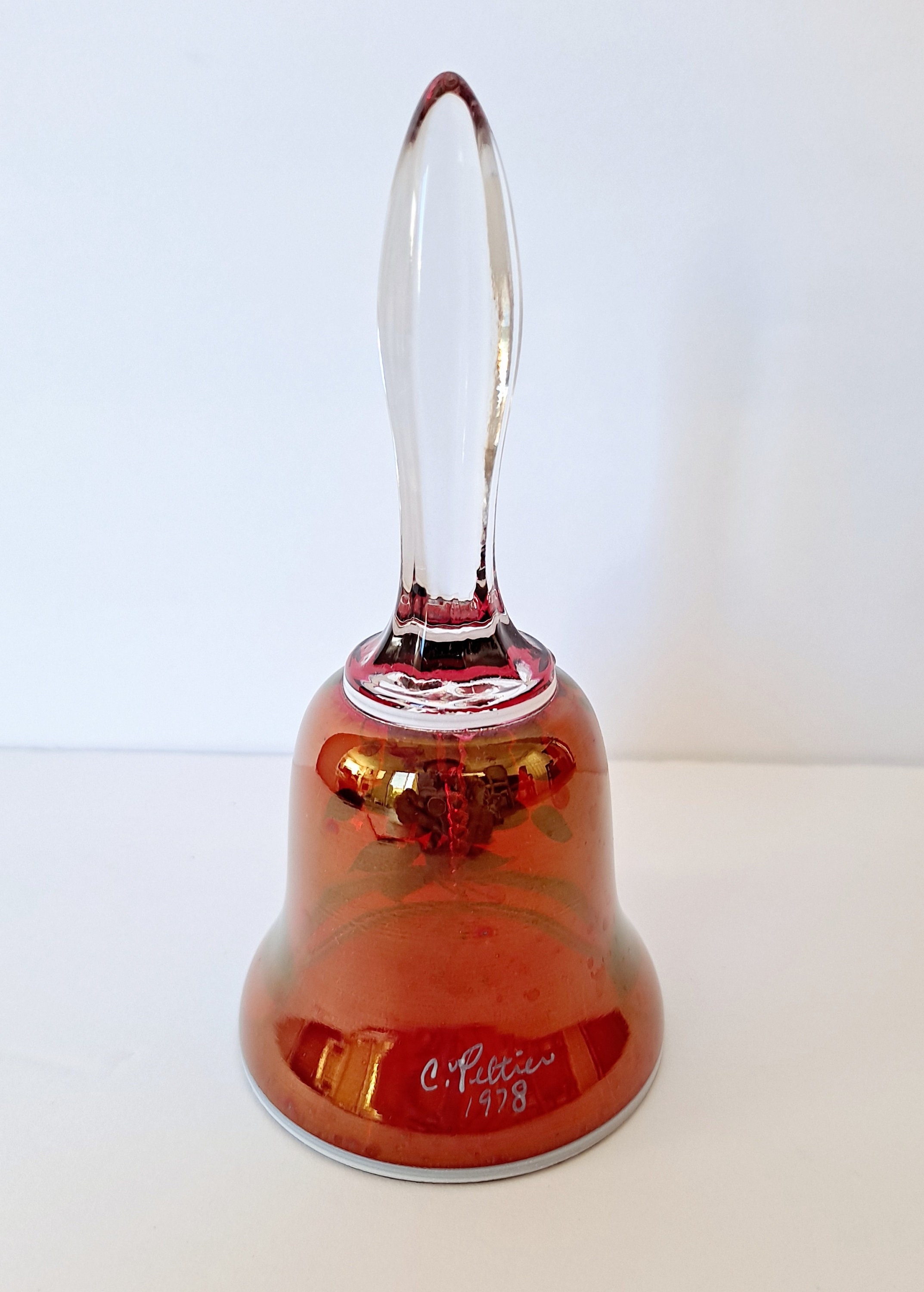 1978 Vintage Collectible Westmoreland Ruby Red Bell, Hand Painted by C ...