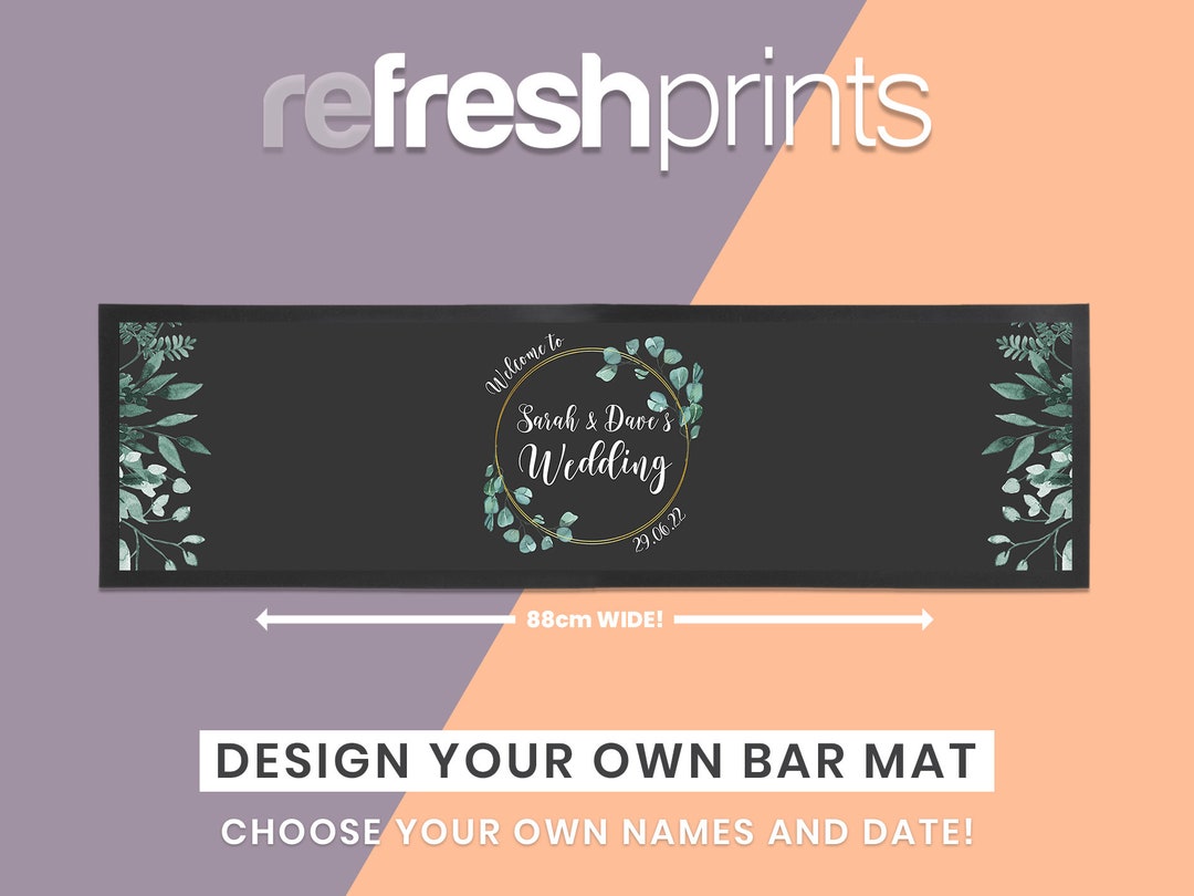 Wedding Long Bar Mat / Wedding Bar / Bar Mat /personalised / Home Bar ...