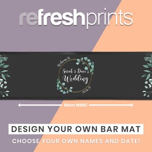 Wedding Long Bar Mat / Wedding Bar / Bar Mat /personalised / Home Bar ...