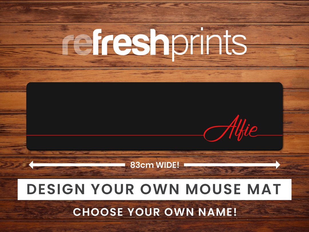 Personalised Signature Name Long Mouse Mat- Gaming /man Cave Gift ...