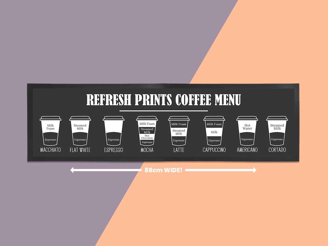 Personalised Large Coffee Menu Bar Runner (black)- /home Coffee Shop ...