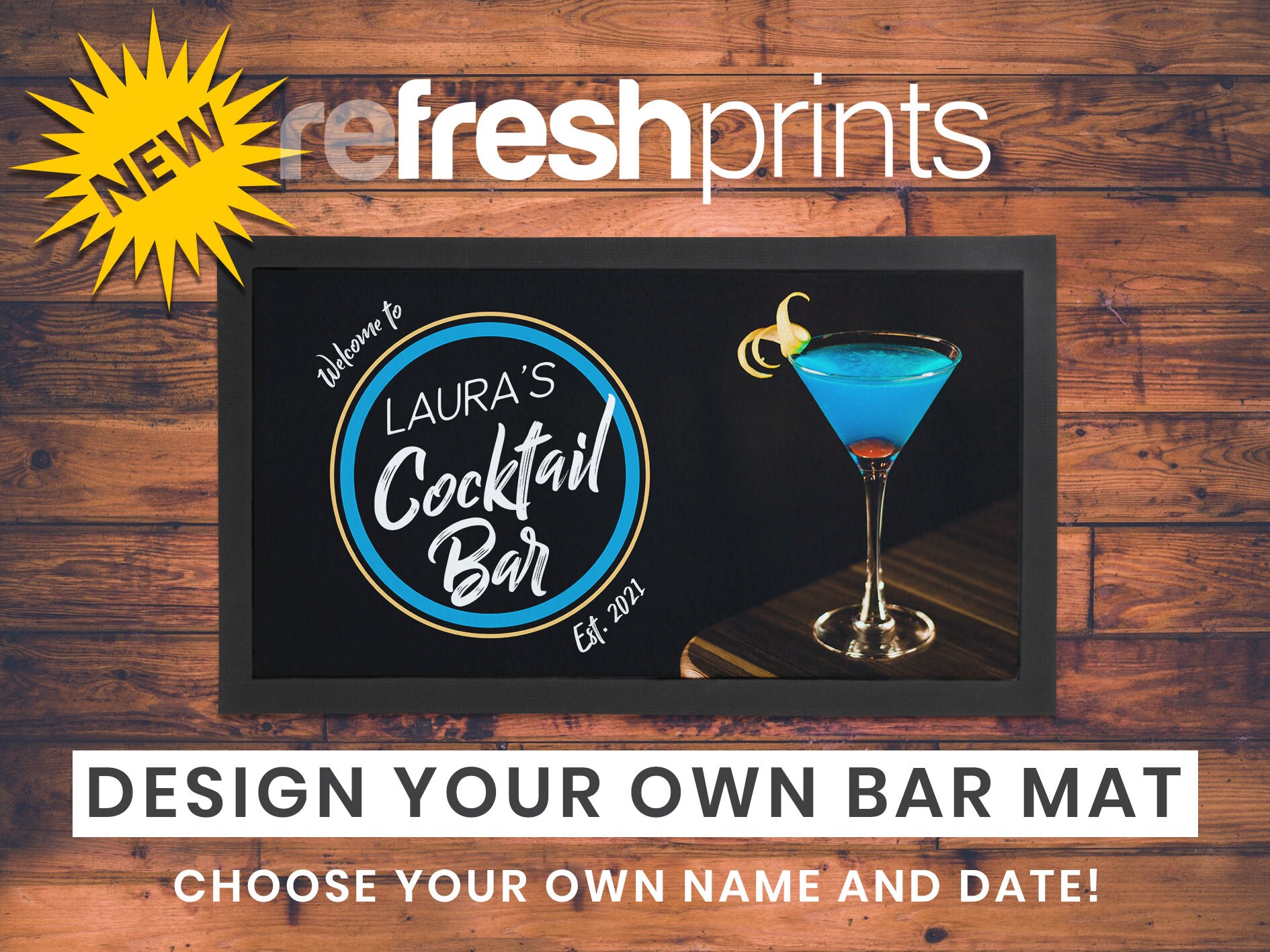 Custom Cocktail Bar Mat Personalised Gin bar Runner / Home | Etsy