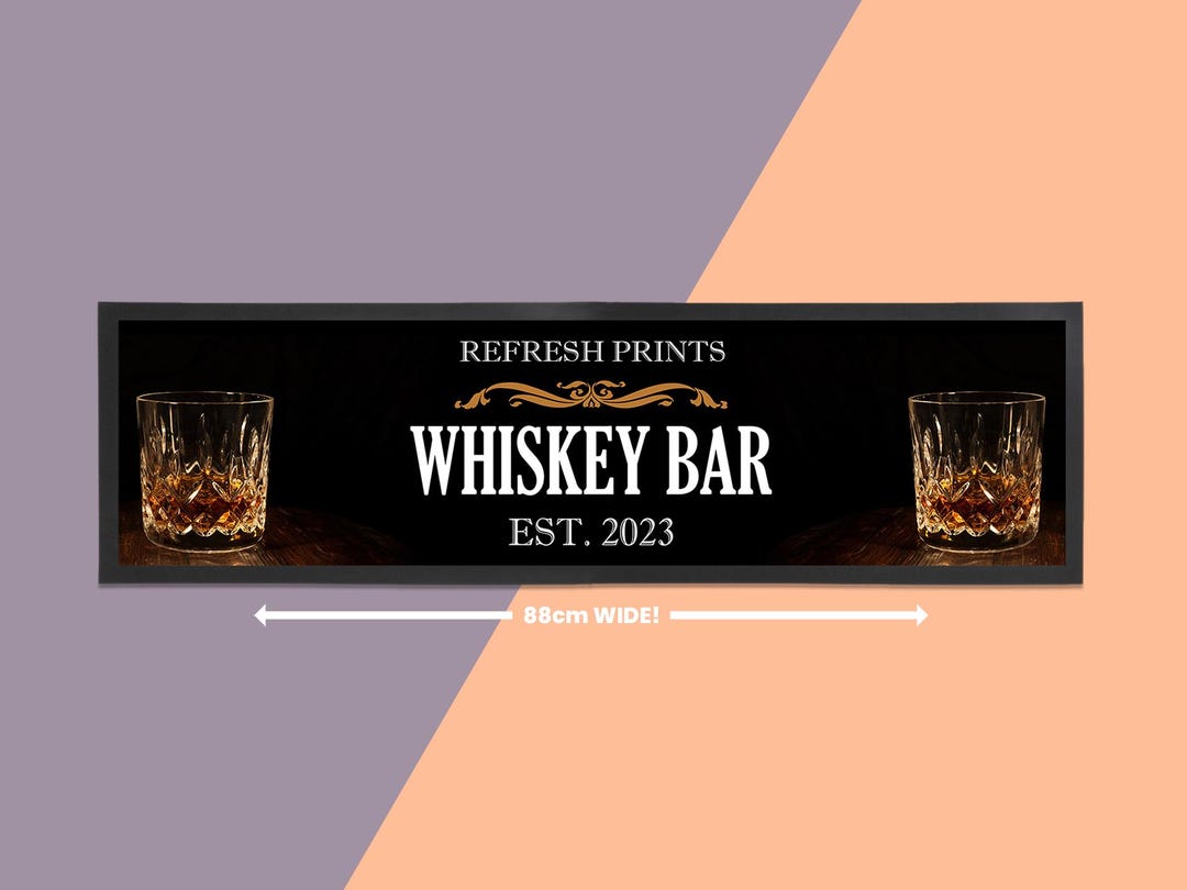 Custom Whiskey Bar Runner | Long Bar Mat | Custom Home Bar Accessory ...