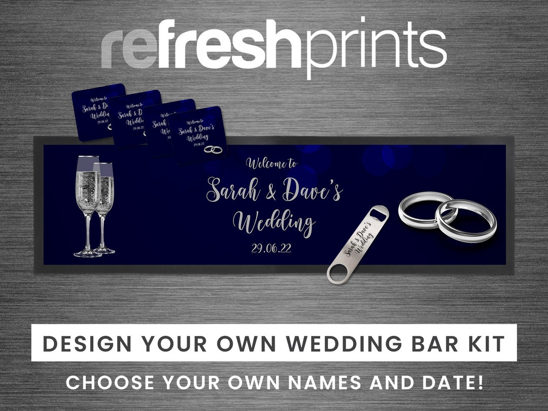 Large Wedding Bar Kit- Weddings / Bar Mat /personalised / Wedding ...