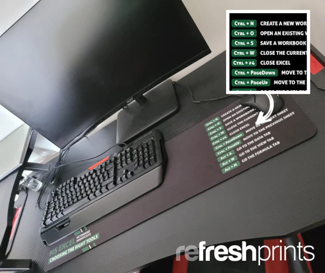Mouse Mat - Excel Keyboard Shortcuts - Perfect for Your Office Desk - Etsy