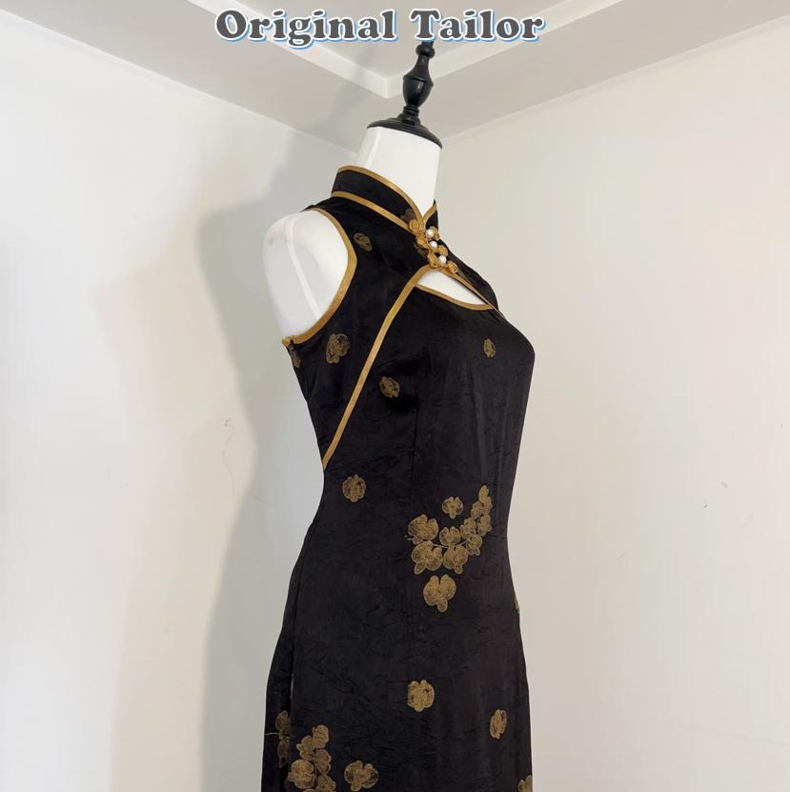 Custom Black Cheongsam Dress: Handmade Qipao for Wedding or Prom - Etsy