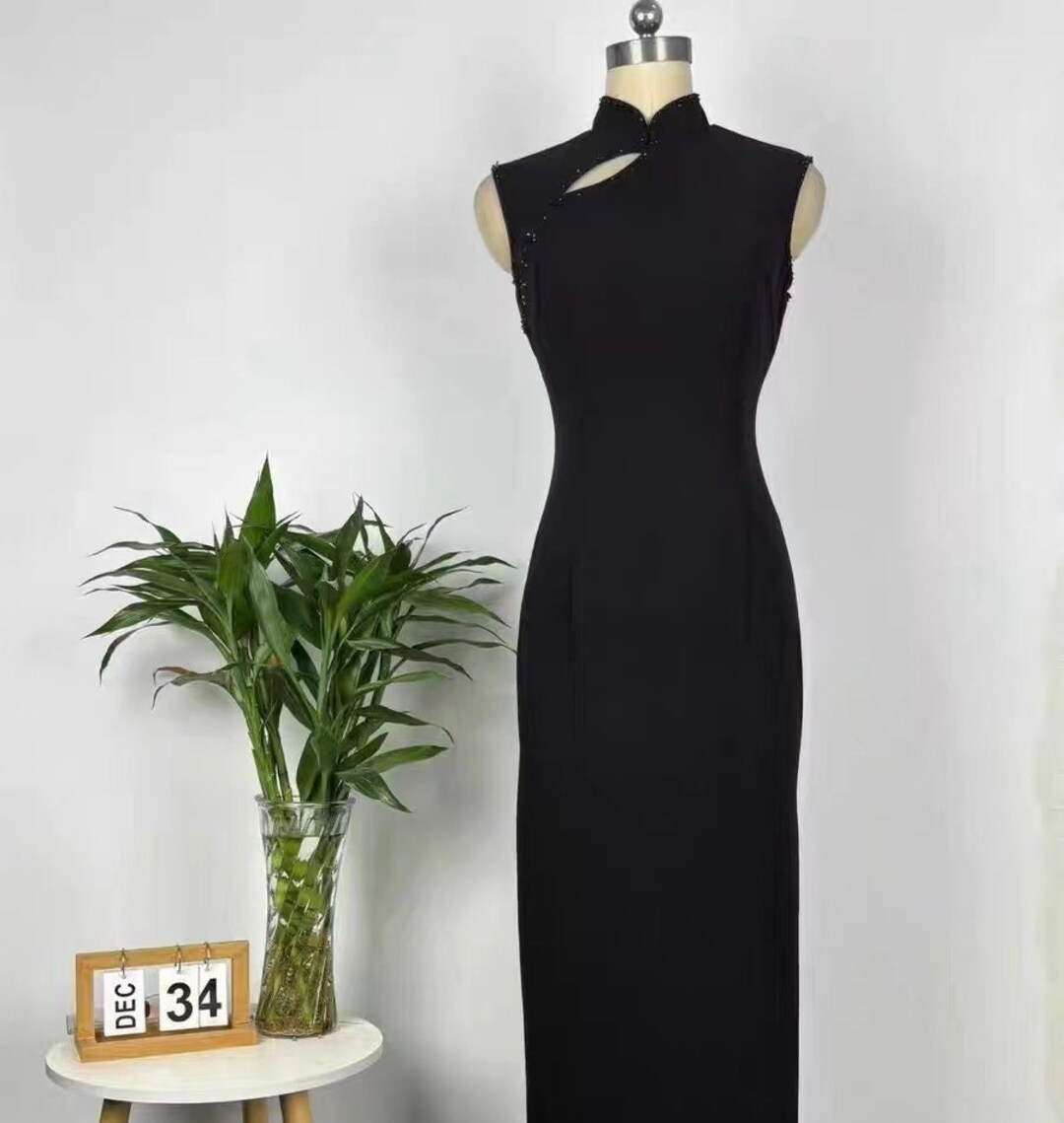 Handmade Custom Black Cheongsam | Sleeveless Dress | Tea Ceremony Qipao ...