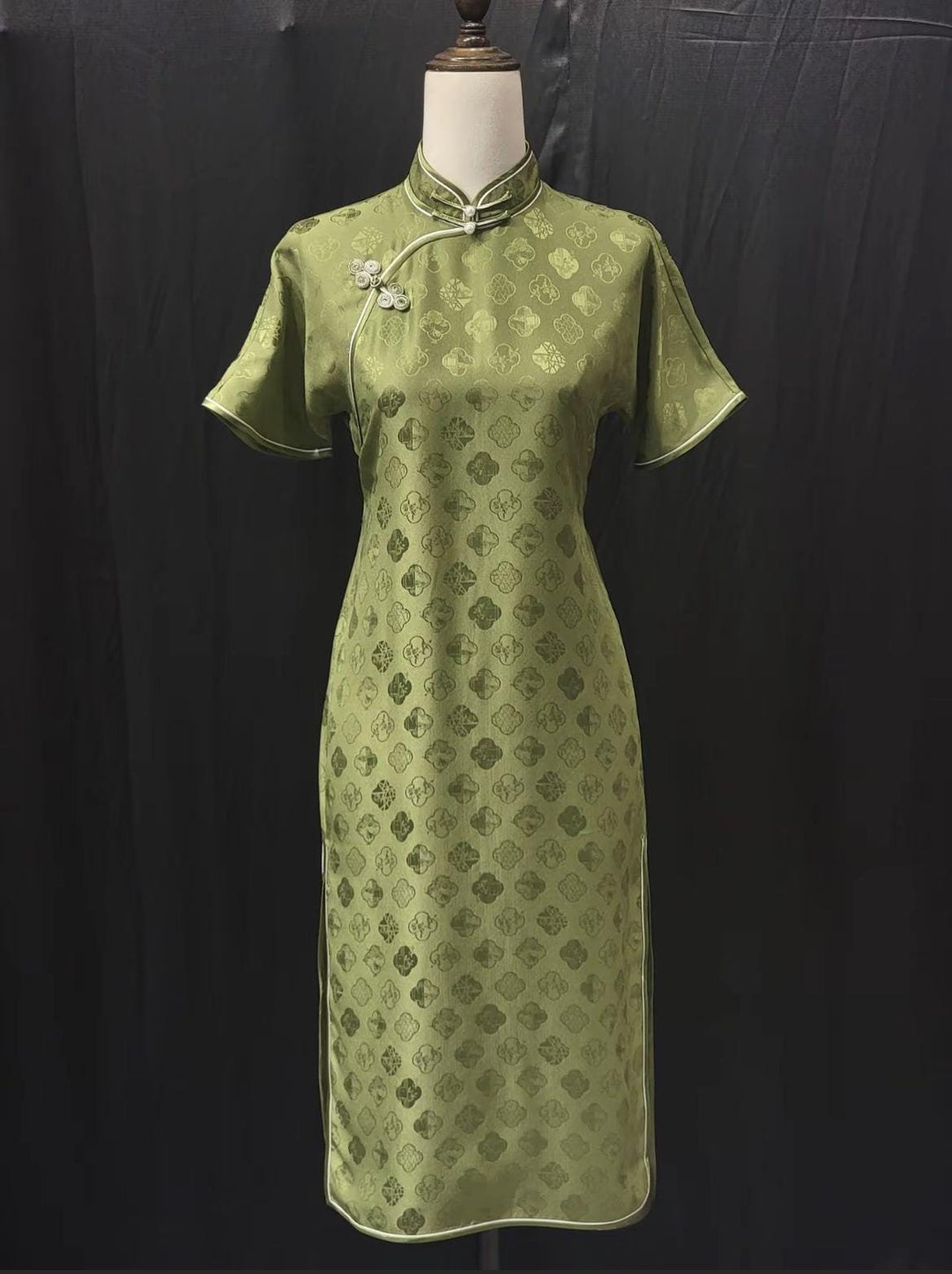 Handmade Custom Green Silk Cheongsam Dress | Chinese Wedding Dress ...