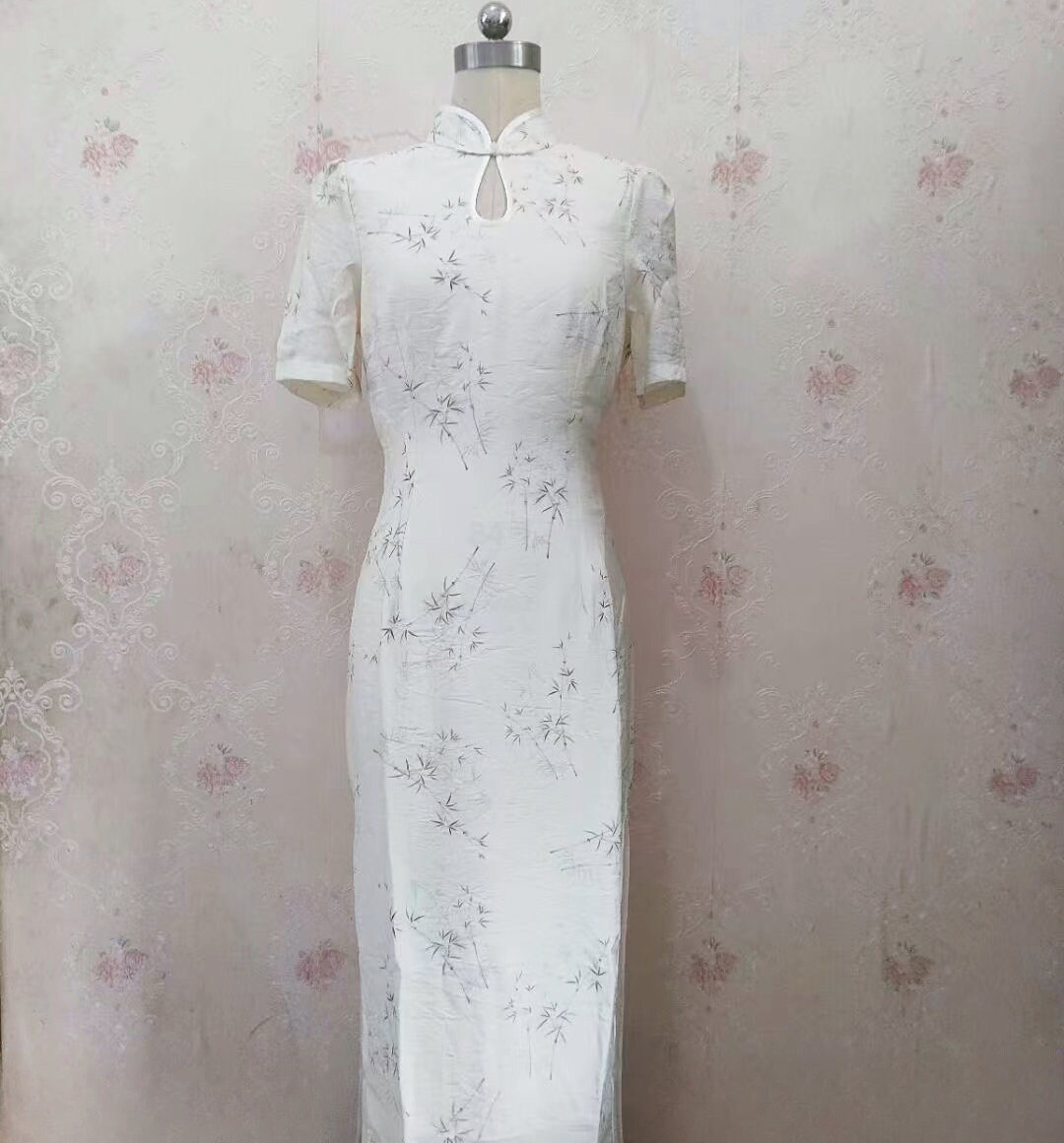 Custom Tailored Cheongsam Dress | White Modern Qipao Dress | Tea ...