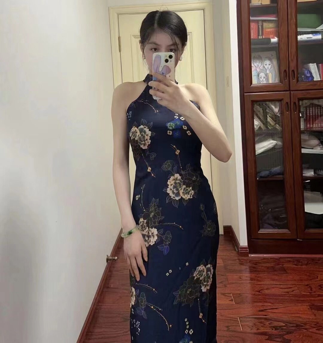 Custom Tailored Cheongsam Dress | Blue Modern Qipao Dress | Tea ...