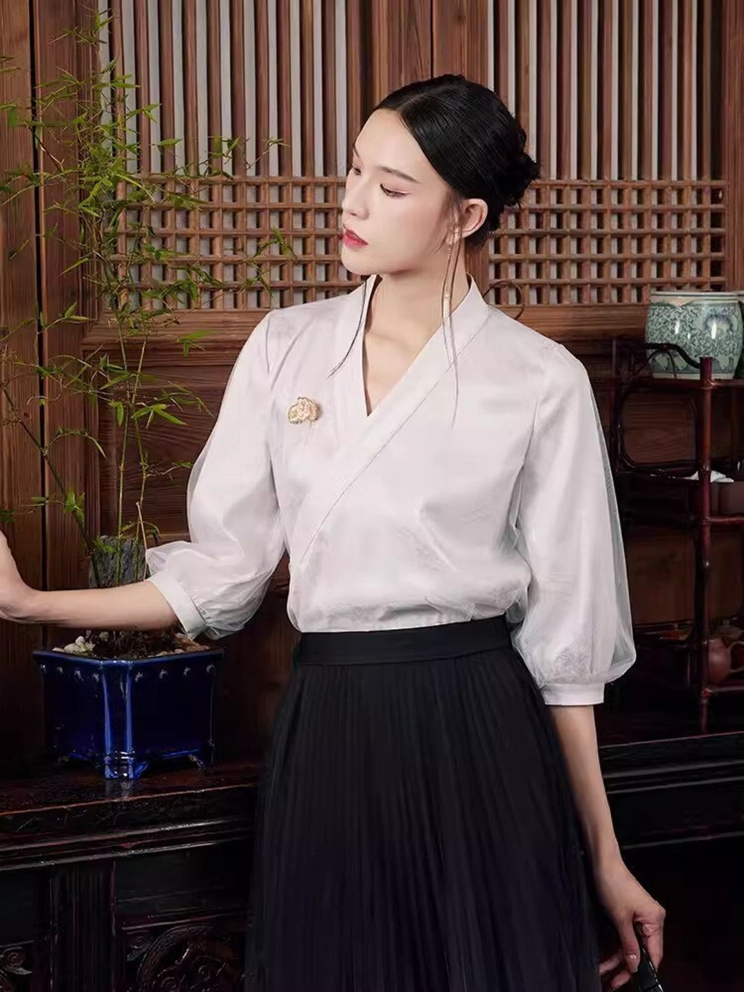 Traditional Chinese Cheongsam Blouse Elegant Vintage Lace Blouse Tea ...