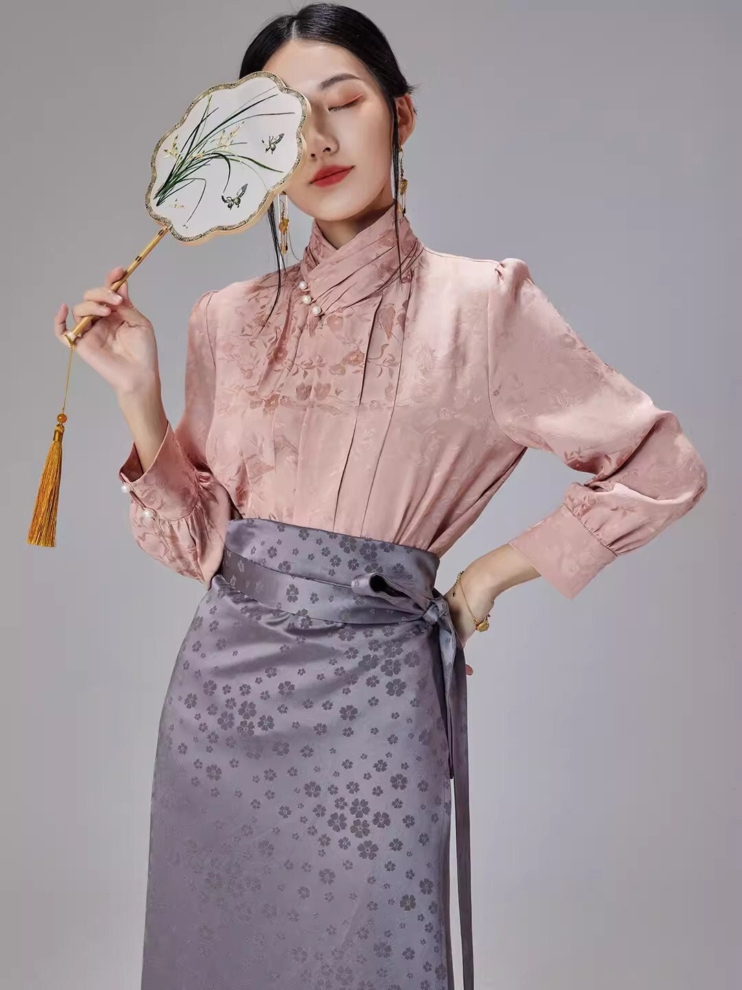 Traditional Chinese Cheongsam Blouse Elegant Vintage Pink Blouse Tea ...