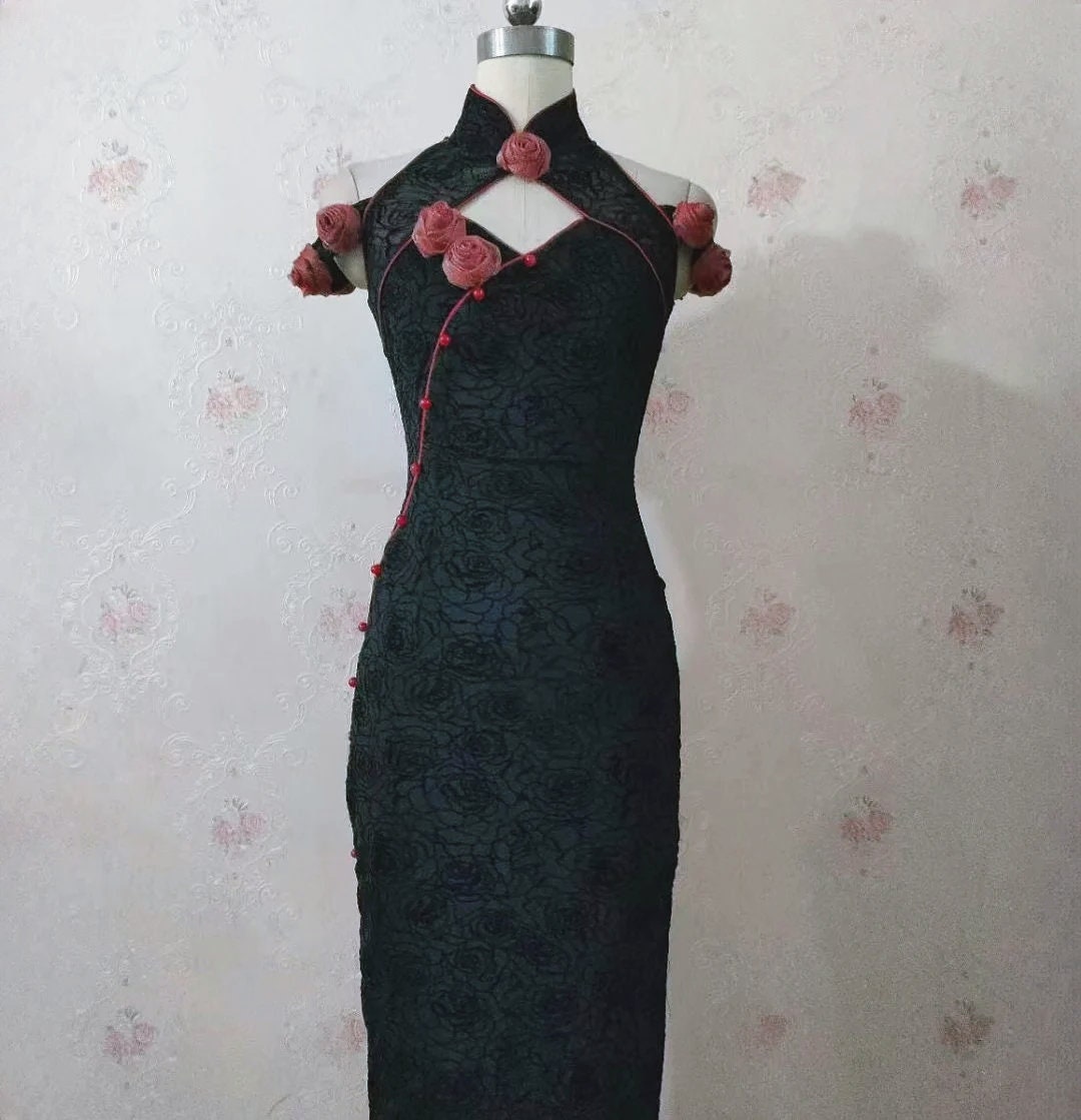 Handmade Custom Vintage Black Cheongsam Dress | Evening Dress ...