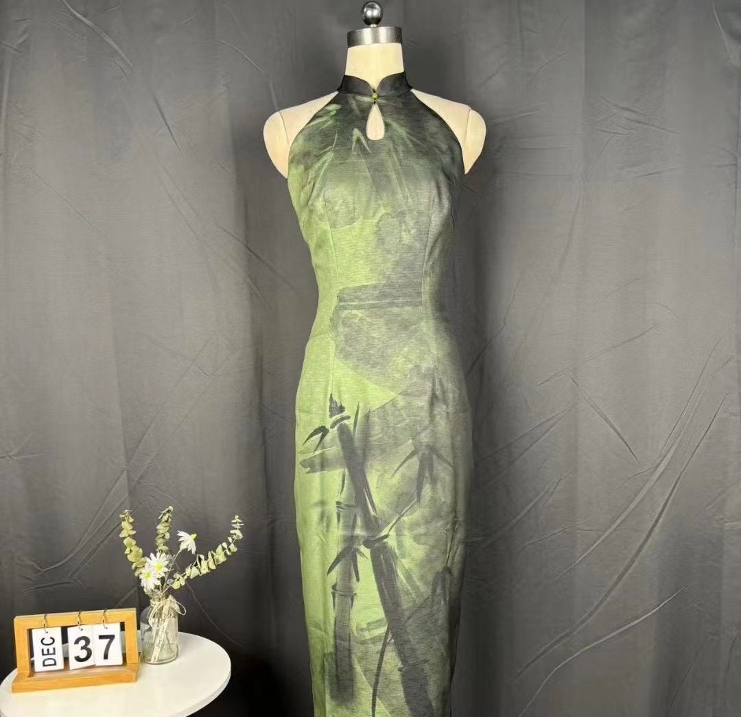Handmade Custom Cheongsam Dress. Traditional Chinese Dress. Green ...