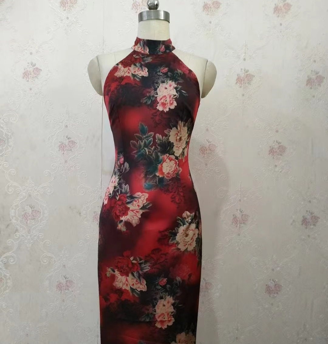 Custom Jacquard Red Cheongsam Gown | Off-shoulder Modern Qipao | Tea ...