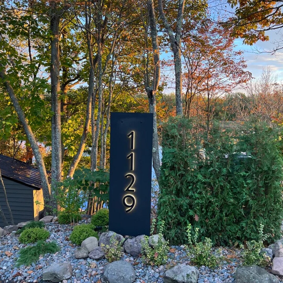 Backlit Address Number Sign With Backplate Large Door Number - Etsy