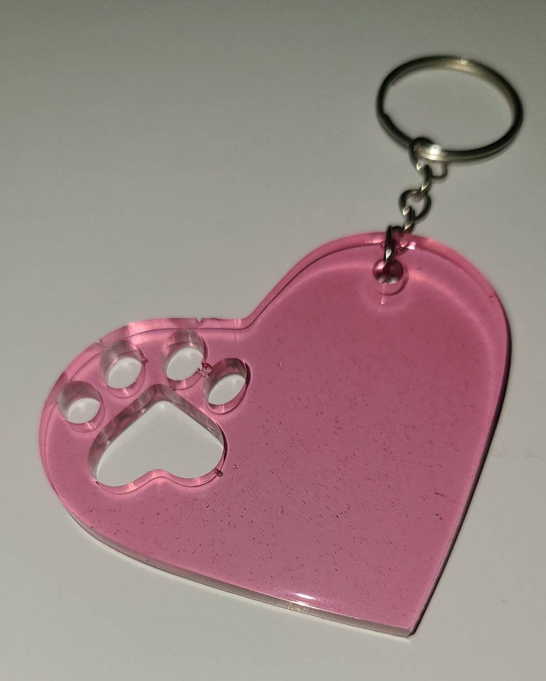 Light Pink Paw Print Keychain - Etsy