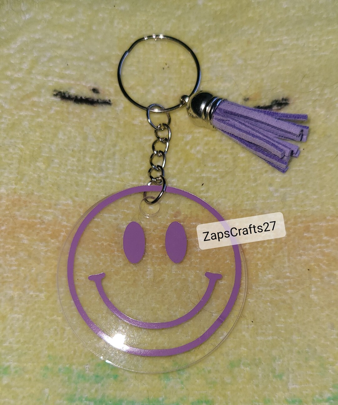 Smiley Face Keychain - Etsy