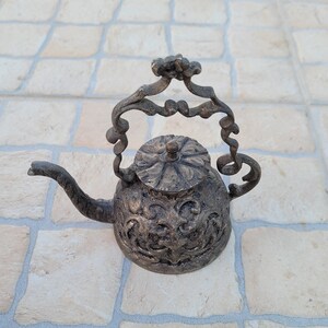Victorian Pewter Small Teapot, Antique Mini Tea Pot With Handle ...